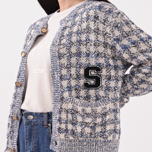 시에로 S BOUCLE CHECK TWEED CARDIGAN IVORY - 에누리 가격비교