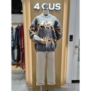 4CUS 포커스 FW1K7KT0342 루즈핏 호피 배색 니트 - 에누리 가격비교