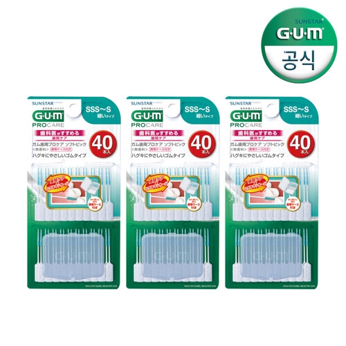 GUM 일회용 부드러운 소프트픽 S 40p [3개] : 에누리 가격비교
