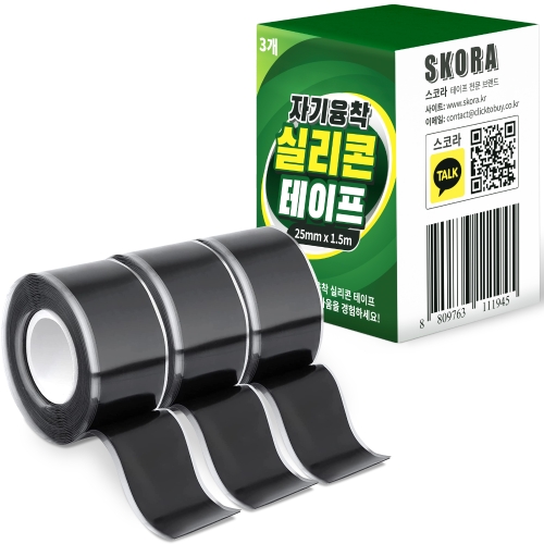 스코라 자기융착 방수 전기 절연 실리콘 테이프 25mm X 15m 3개 에누리 가격비교