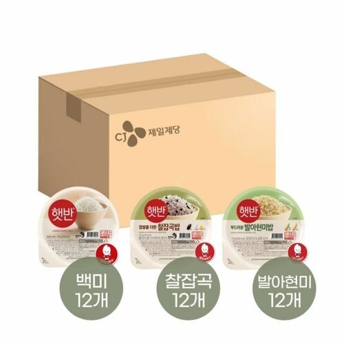 CJ제일제당 햇반 백미 210g 12개 + 매일찰잡곡밥 210g 12개 + 발아현미밥 210g 12개 - 에누리 가격비교