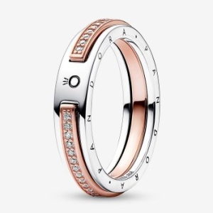 판도라 시그니처 투톤 로고 파베 링 182773C01 - 에누리 가격비교