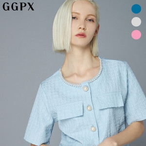 GGPX 진주 라운드넥 엠보 블라우스 GO5SH014F - 에누리 가격비교