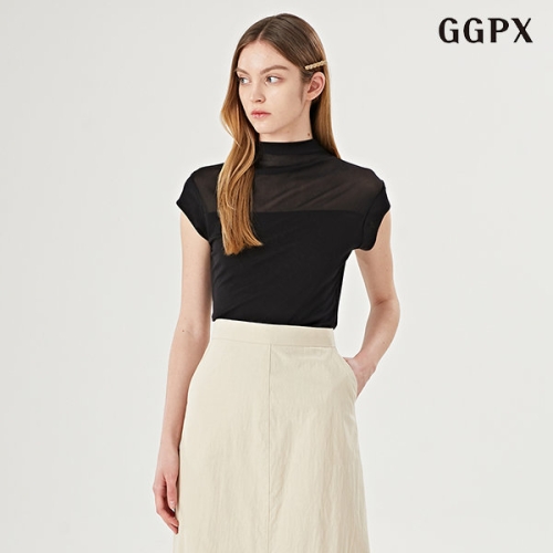 GGPX 페미닌 시스루 반하이넥 슬림 여성 티셔츠 GOBLW016D : 에누리 가격비교