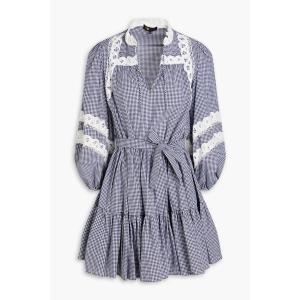 마쥬 Lace-trimmed tiered gingham cotton 미니 원피스 Navy 314463 - 에누리 가격비교