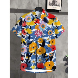 포맨 플로랄 프린트 싱글 브레스티드 반팔 셔츠 여름용 1200171 J - 에누리 가격비교