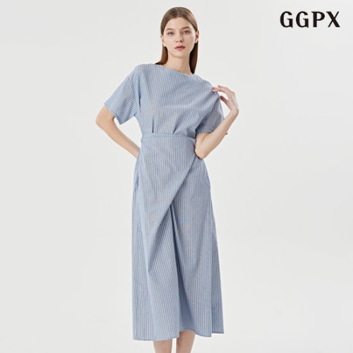 GGPX 스트라이프 허리 밴딩 드레이프 롱 원피스 GOBOW057D - 에누리 가격비교