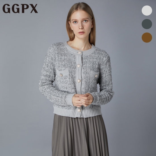 GGPX 플라워 버튼 펄 트위드 니트 가디건 GO8KG047F - 에누리 가격비교