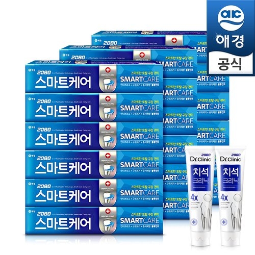 애경 2080 덴탈크리닉 스마트 케어 치약 190g 18개 치약 50g[1세트] 에누리 가격비교