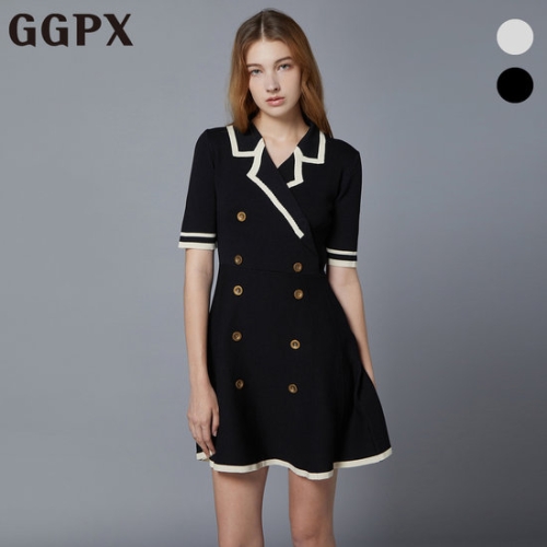 GGPX 배색 카라 라인 미니 니트 원피스 GO9OP032F : 에누리 가격비교