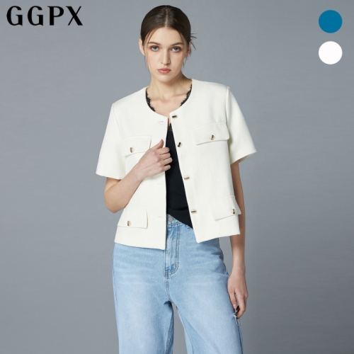 GGPX 노 카라 포인트 버튼 반팔 트위드 자켓 GO5JK002F - 에누리 가격비교