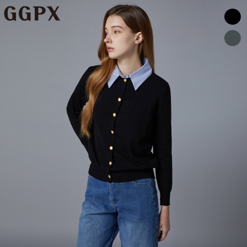 GGPX GOAKG069F 셔츠 카라 금장 니트 가디건 - 에누리 가격비교