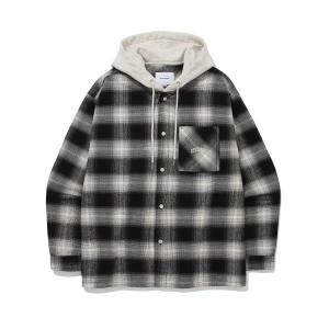 커버낫 COVERNAT 오버핏 후디 체크 셔츠 블랙 CO2403SH05BK 481920 - 에누리 가격비교